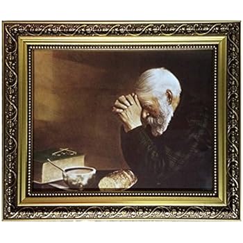 Amazon.com: Daily Bread Man Praying at Dinner Table Grace Framed Art ...