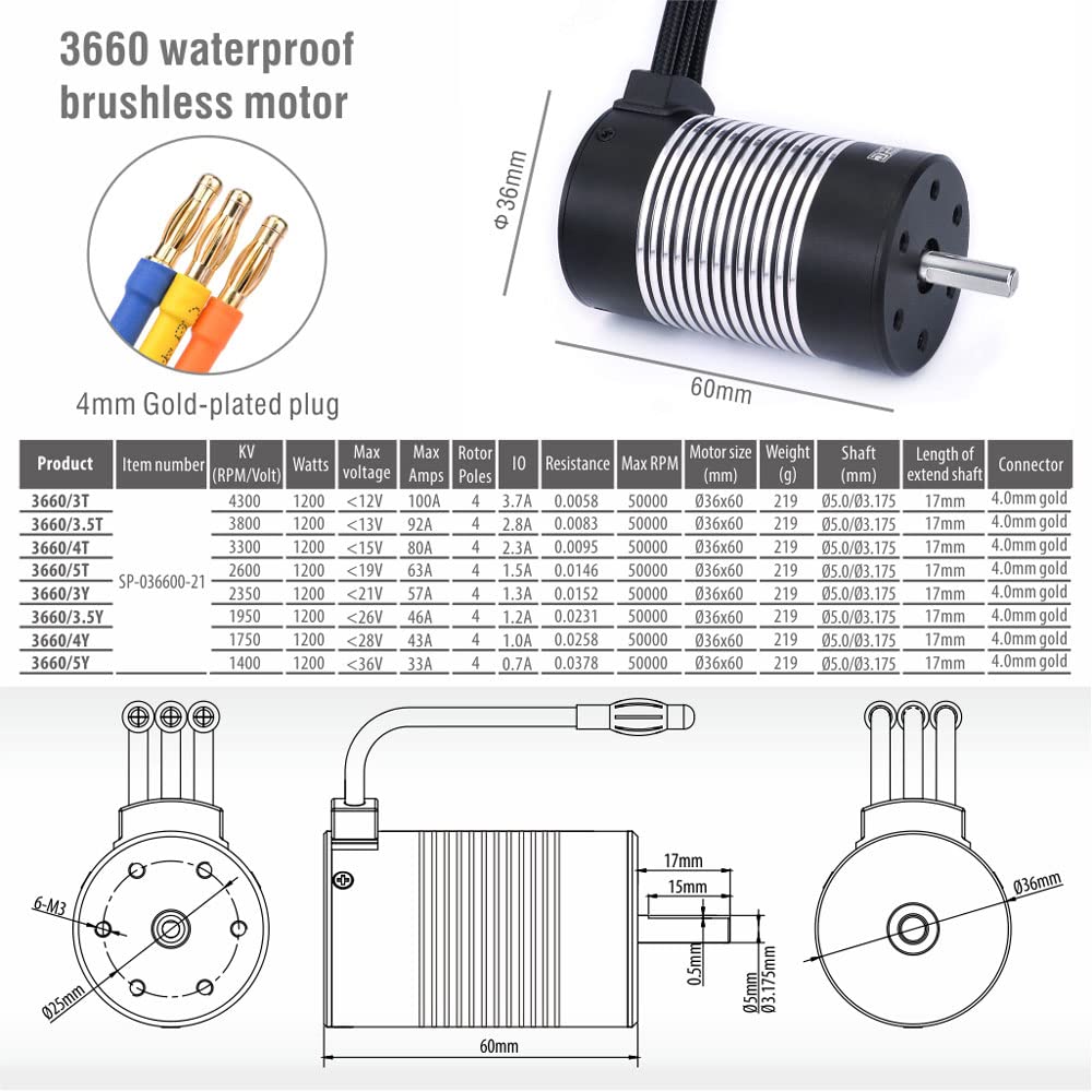 Mua 3660 3800kv Brushless Motor1/10 3660 3800KV 3.175mm Shaft ...