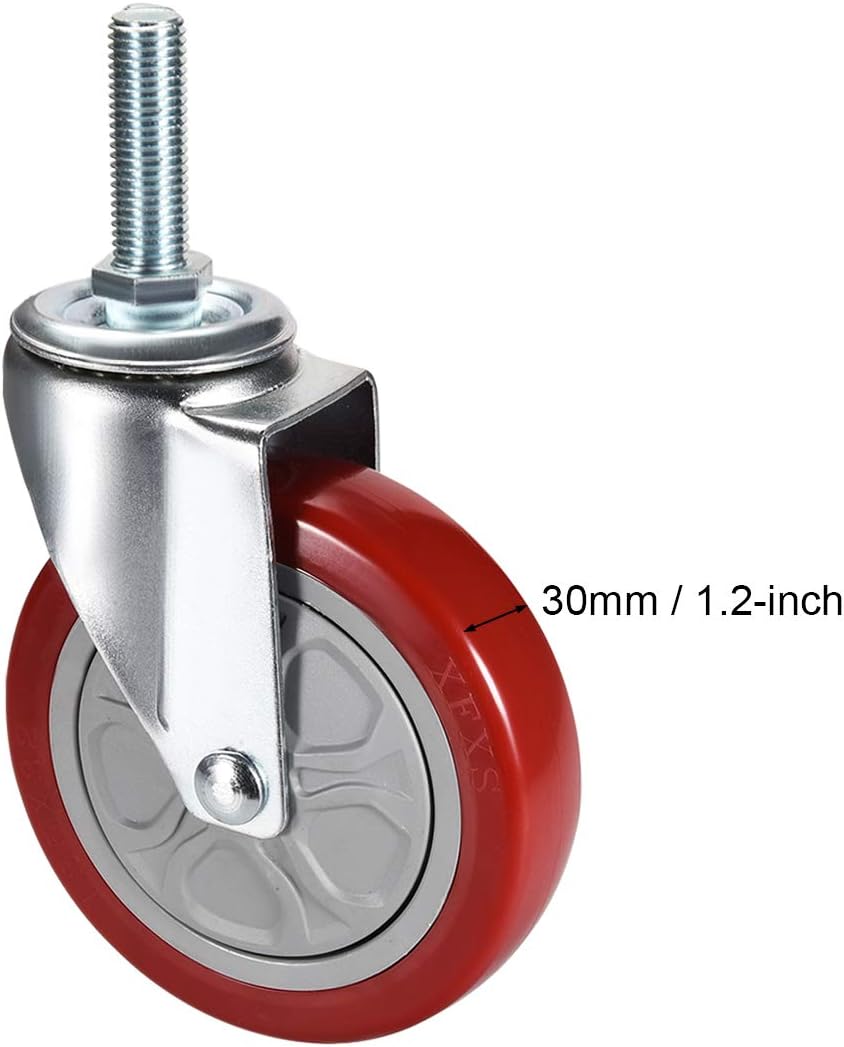 sourcing map Swivel Caster Wheels PU Caster 5 Inch Dia Wheel M16 x 40mm ...