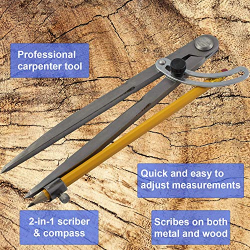 Offidea Professional Woodworking Compass with Wing and Pencil Holder, 8 ...