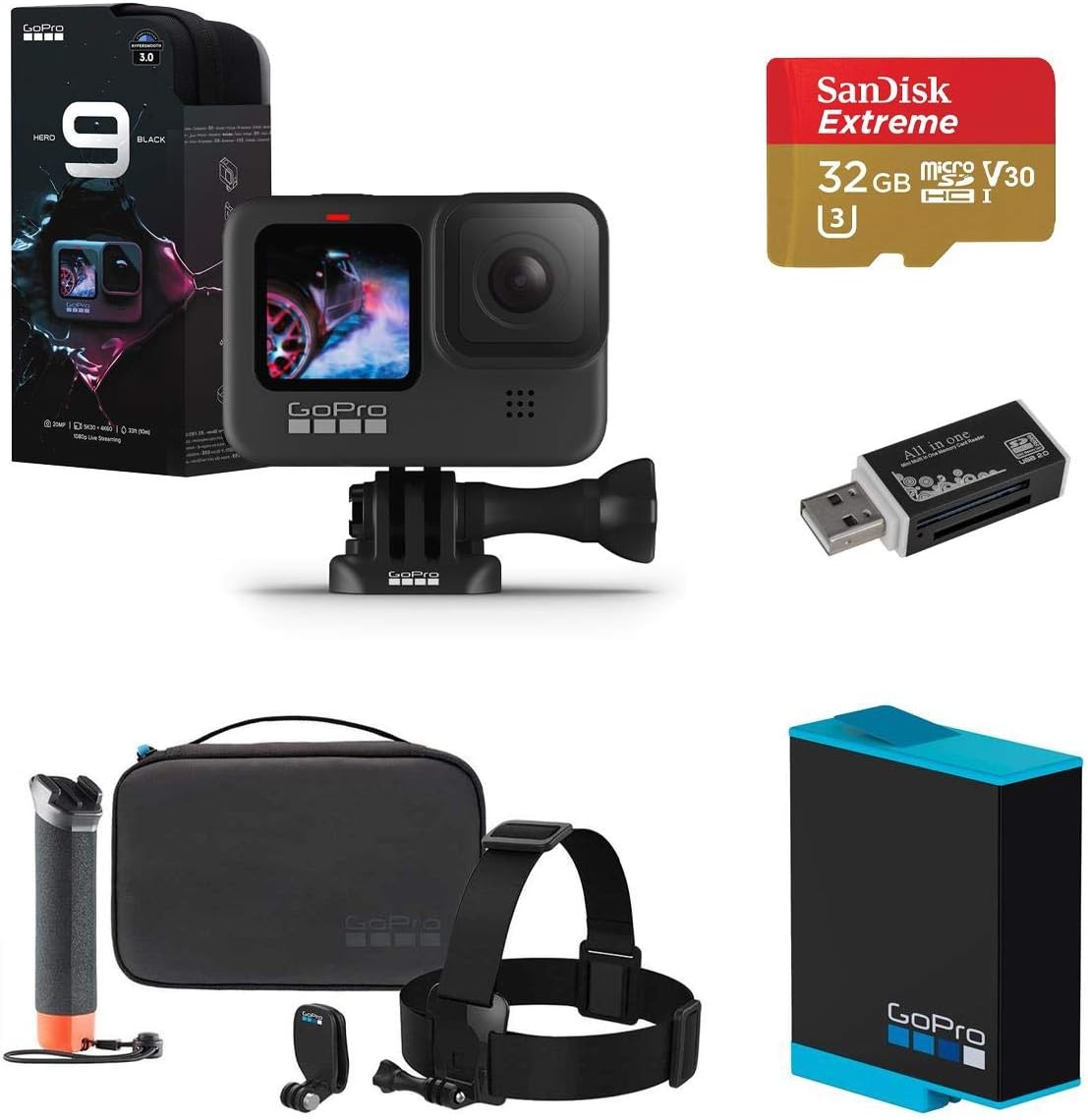 Amazon.com: GoPro HERO9 Black, Sports and Action Camera, 5K/4K Video, Deluxe Bundle with ...