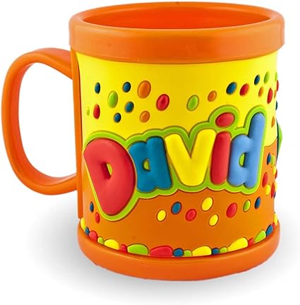 My Name David Orange 3D Mug for Kids Plastic Drinking Mug: Amazon.co.uk ...