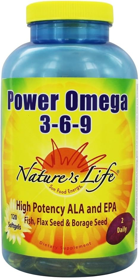 Amazon.com: Nature's Life Power Omega 3 6 9 Softgels All Natural, 120 ...