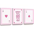 Amazon.com: Framed Pink Wall Art Set of 3,Minimalist Playing Card Wall ...