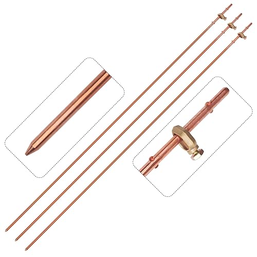 CYANTEKOMS 3 Pack Grounding Rod with Clamp 4 Feet Long Copper ...