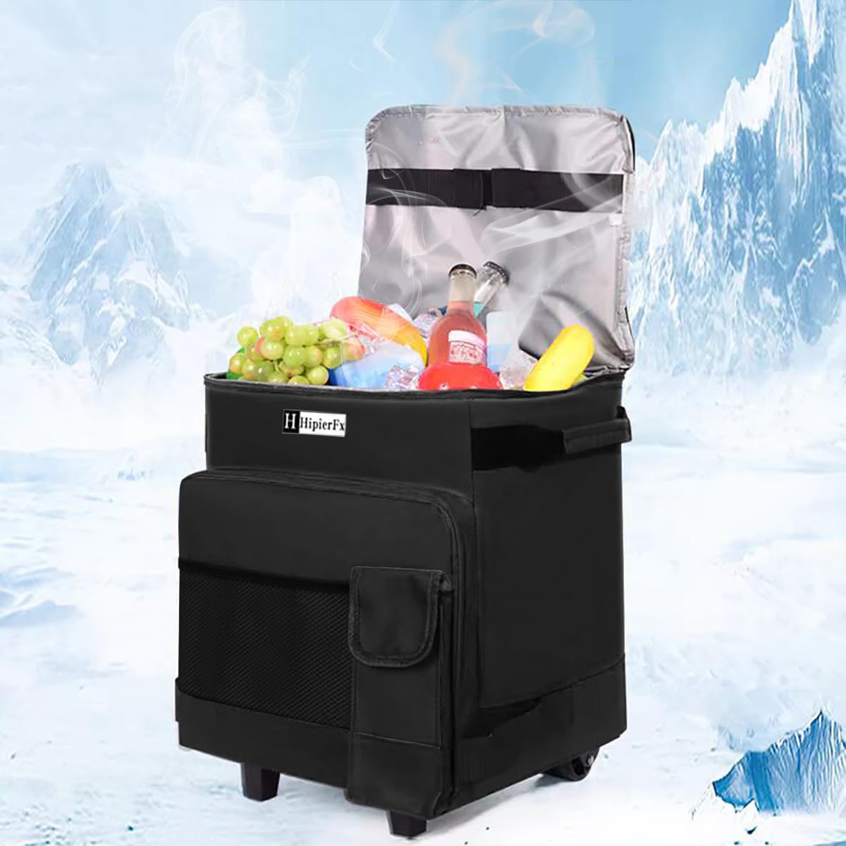 Portable Cooler with Wheels and Handle Collapsible Rolling Cooler Leakproof Insulated Soft Kayak ...