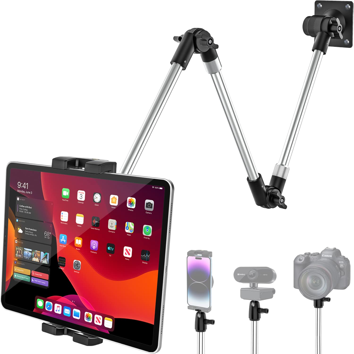 woleyi Adjustable Tablet Wall Mount Holder - 35 Inch Foldable Arm Phone ...