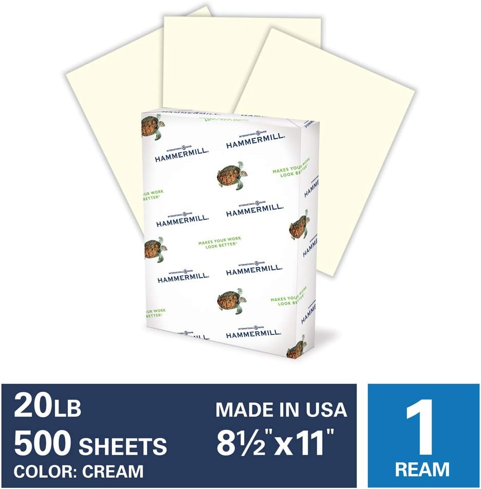 Hammermill Paper, Colors Cream, 20lb, 8.5 x 11, Letter, 500 Sheets 1 ...