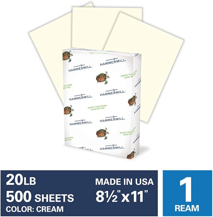 Hammermill Paper, Colors Cream, 20lb, 8.5 x 11, Letter, 500 Sheets 1 ...