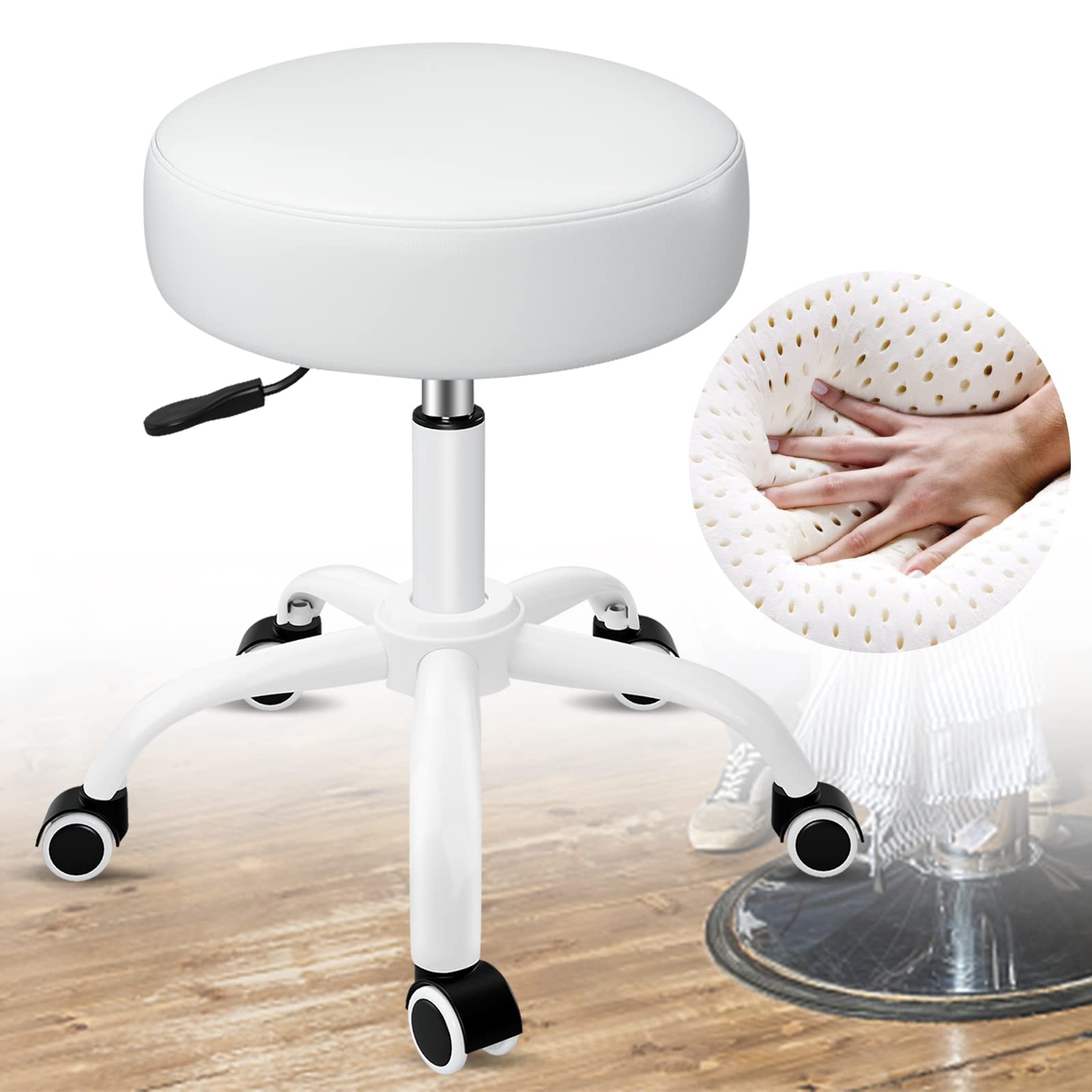 SALONFACTORY Rolling Stool with Wheels,Heavy Duty Lash Chair Adjustable ...