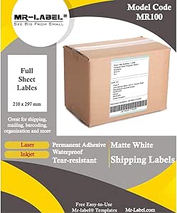 Amazon.com : Mr- Label Matte White Outdoor Labels for A4 Sheet - for ...