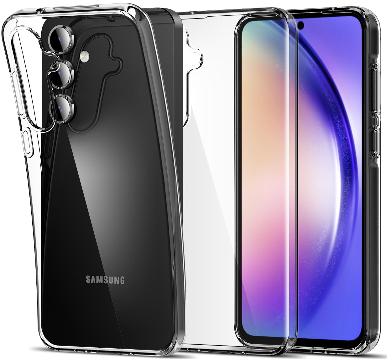 4 PCK Aeska Clear Case for Samsung Galaxy A55, Ultra [Slim Thin] Flexible Scratch Resistant ...