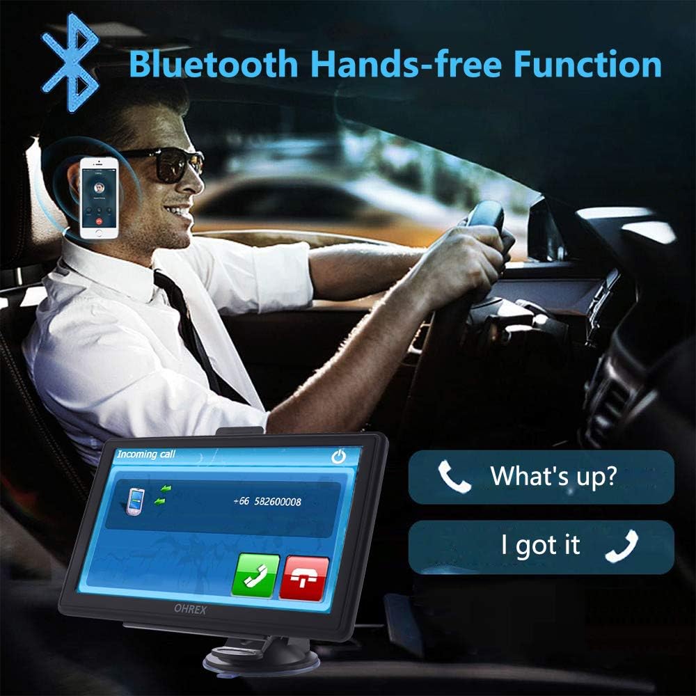 OHREX Sat Nav, 7 inch with Bluetooth Handsfree Calling, GPS Navigation ...