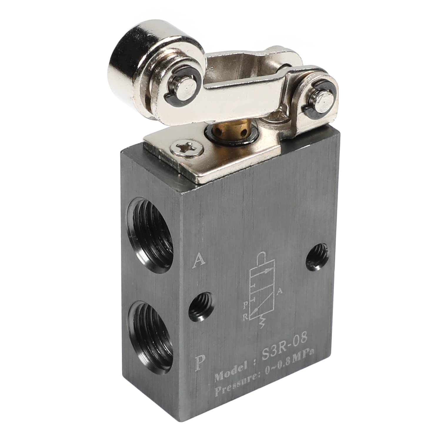 Mua Fielect Pneumatic Air Control Solenoid Valve S3R-08 3 Way 2 Position Roller Lever Arm ...