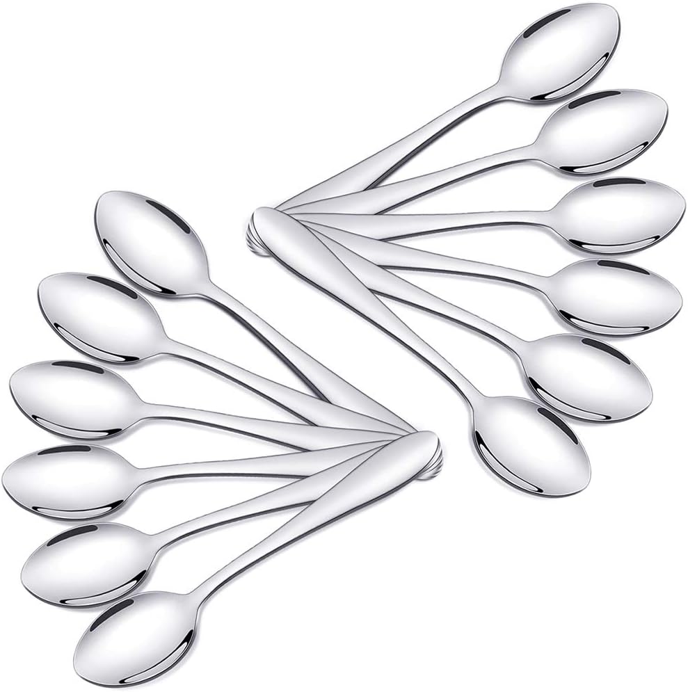 RayPard Tea Spoons, Set of 12, Stainless Steel Polished Teaspoon Set ...