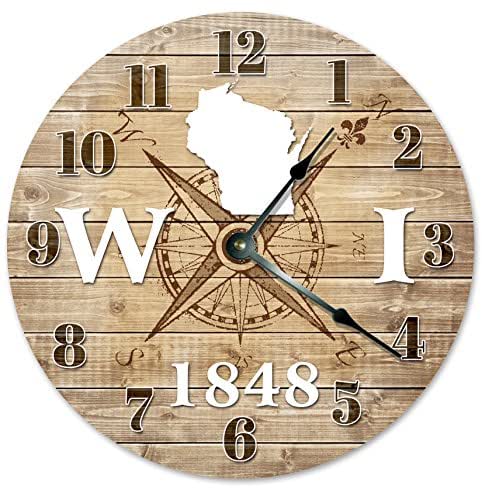 Amazon.com: WISCONSIN CLOCK Established in 1848 Decorative Round Wall ...