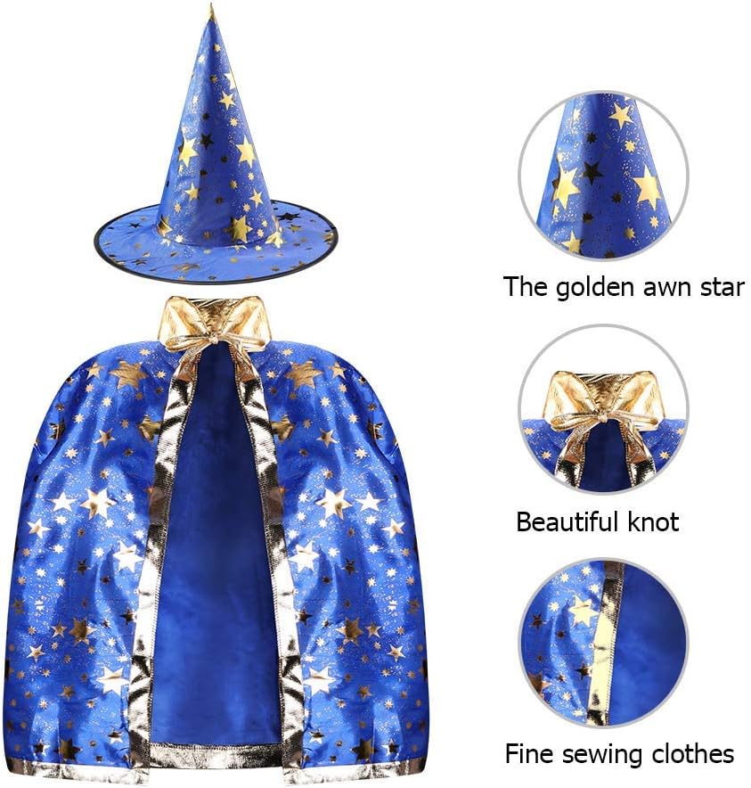 Anzmtosn Kids Halloween Costumes Witch Wizard Cloak with Hat Wizard ...
