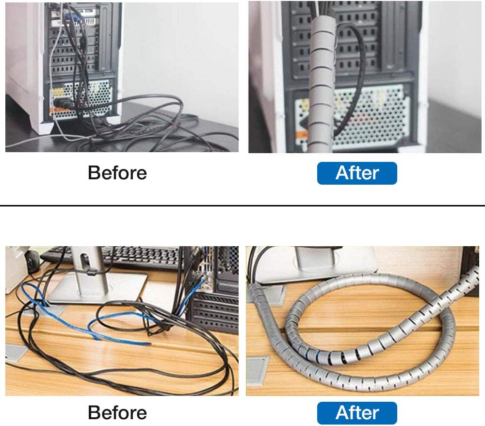 Cable Management Sleeve,2M Cable Bundler Manager with Cord Organizer ...