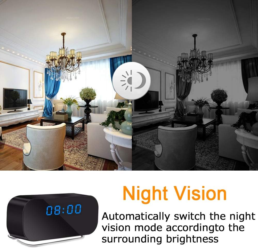 WiFi Clock Camera, UYIKOO Hidden Camera Clock HD 1080P Wireless Spy ...