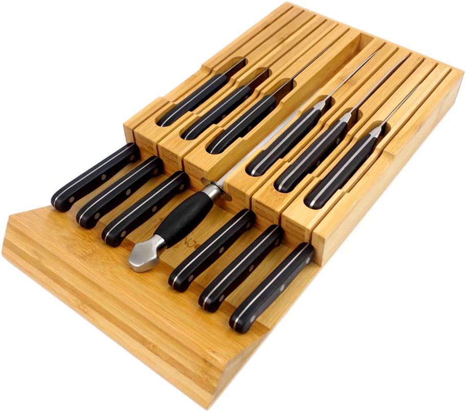in-Drawer Bamboo Knife Block Holds for 12 Knives(Not Included) and ...