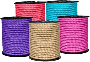 KIS Premium Natural Jute Rope 6MM (1/4 Inch 50 FT), Smell Free, Crafts ...
