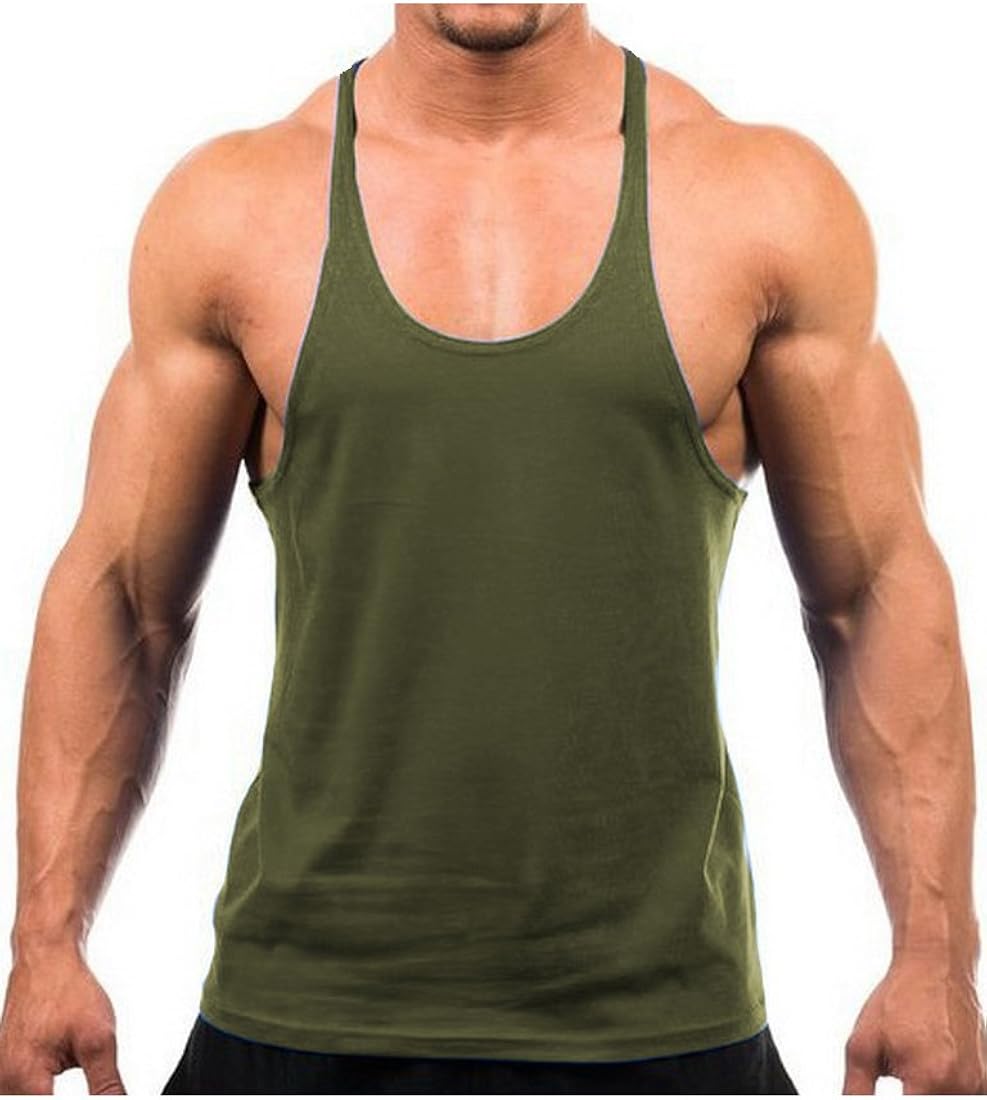 Men's Stringer Gym Tank Top Shirt Print Cotton Bodybuilding Sport Vest ...