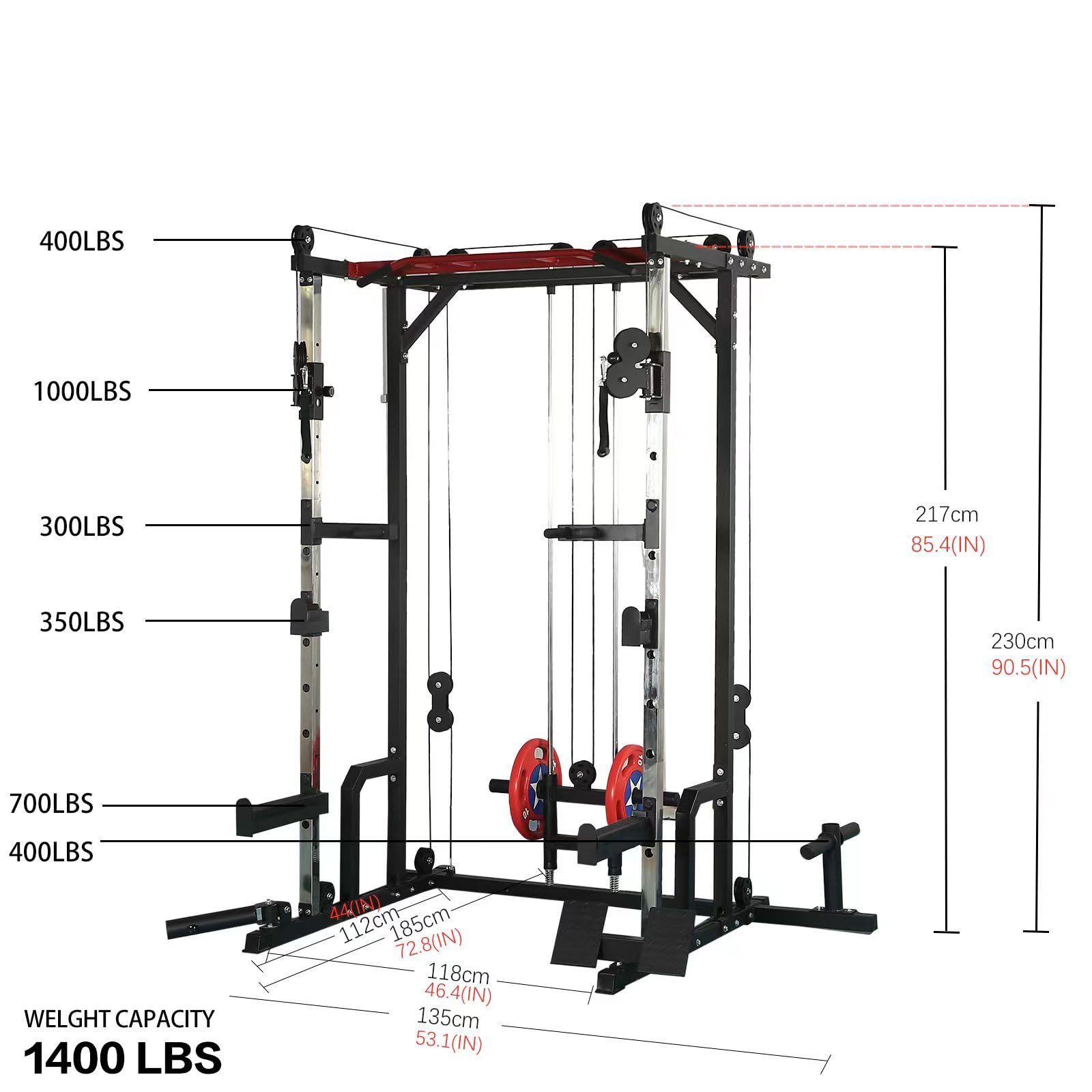 Mua HAUSHECK, 1400lbs Power Cage with LAT Pulldown, Weight Storage ...