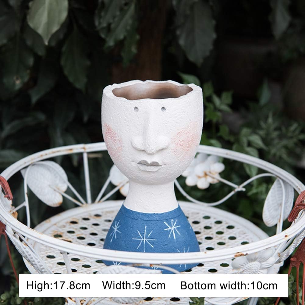 XHONG Creative Resin Flower Pot, Vintage Artistic Portrait Sculpture ...