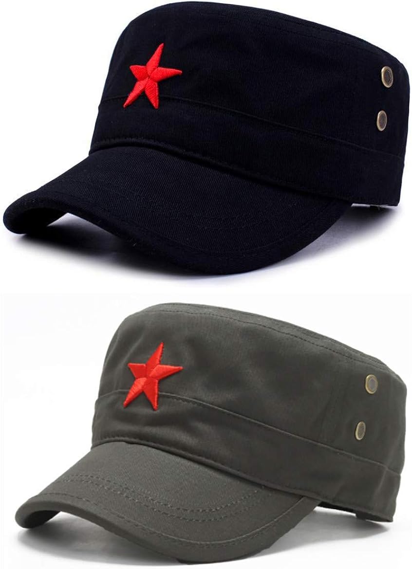 COOLSOME Vintage Fatigue Red Star Mao Army Military Hat - green - One ...
