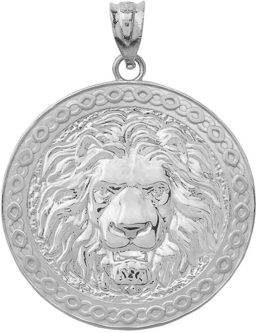 Bold 925 Sterling Silver Lion Head Medallion Round Pendant: Amazon.ca ...