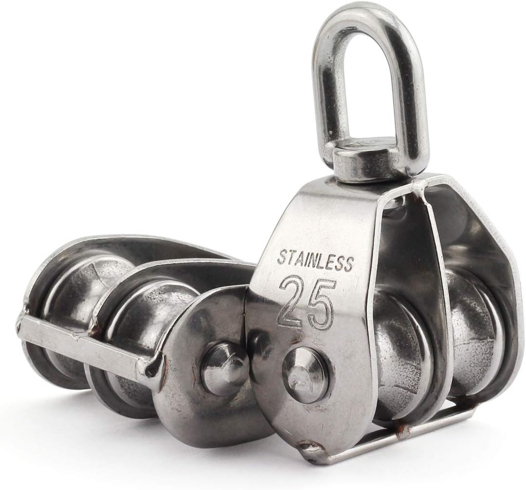 Amazon.com: JCBIZ 2-Pack M25 Double Pulley Block Stainless Steel Heavy ...