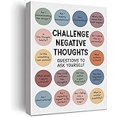 Amazon.com: Challenging Negative Thoughts Mental Health Wall Art Canvas ...