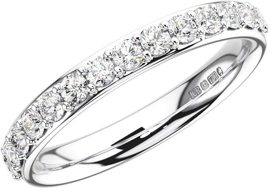 3 mm Surface Prong Set Round Brilliant Cut Diamonds Half Eternity Ring ...