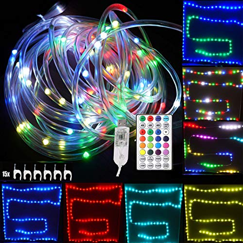 Led Rope Lights USB Powered 100 LED 33ft 16 Colors Changing Oversize ...