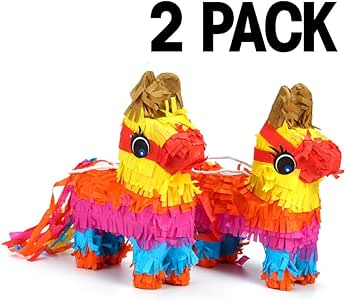 Amazon.com: Pack of 2, Mini Donkey Pinatas, Mexican Pinatas with ...