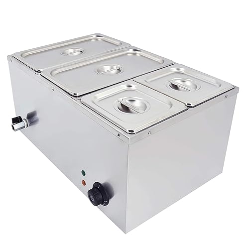 Commercial Food Warmer,4-Pan Electric Bain Marie,110V Stainless Steel ...