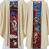 Amazon.com: Stained Glass Christmas Nativity Overlay Stole, 110 Inch ...