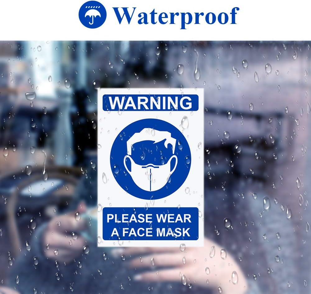10 Pcs Blue ‘Please Wear A Mask Signs’ Sticker,200mm X 300mm A4 Self ...