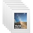 Amazon.com - KINLINK 11x14 Picture Frame White Set of 6, Wooden Photo Frames Matted 8x10 with ...