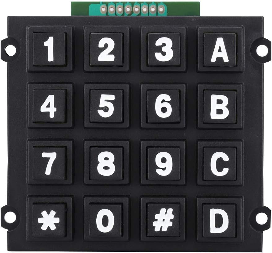 gostcai 16 Keys Matrix Keypad 4 X 4 Membrane Keyboard Module for Single ...