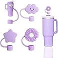 Amazon.com: YAYAYOUNG 4 Pcs Cute Purple Straw Covers Cap Toppers ...