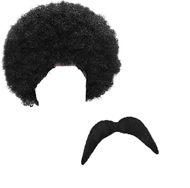 SCOUSER WIG AND STICK ON TASH FANCY DRESS NOVELTY 1980 80S ACCESSORY ...