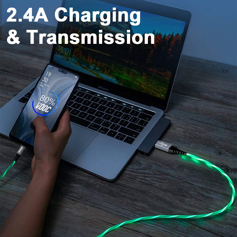 iPhone Charger Cable, 6FT LED Lightning Cable [Apple MFi Certified ...