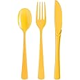 Amazon.com: Exquisite 150 Pack Yellow Plastic Utensils Heavy Duty ...