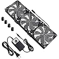 Amazon.com: Wathai Dual Ball 3 x 120mm Computer Fan with AC Plug DC 12V ...