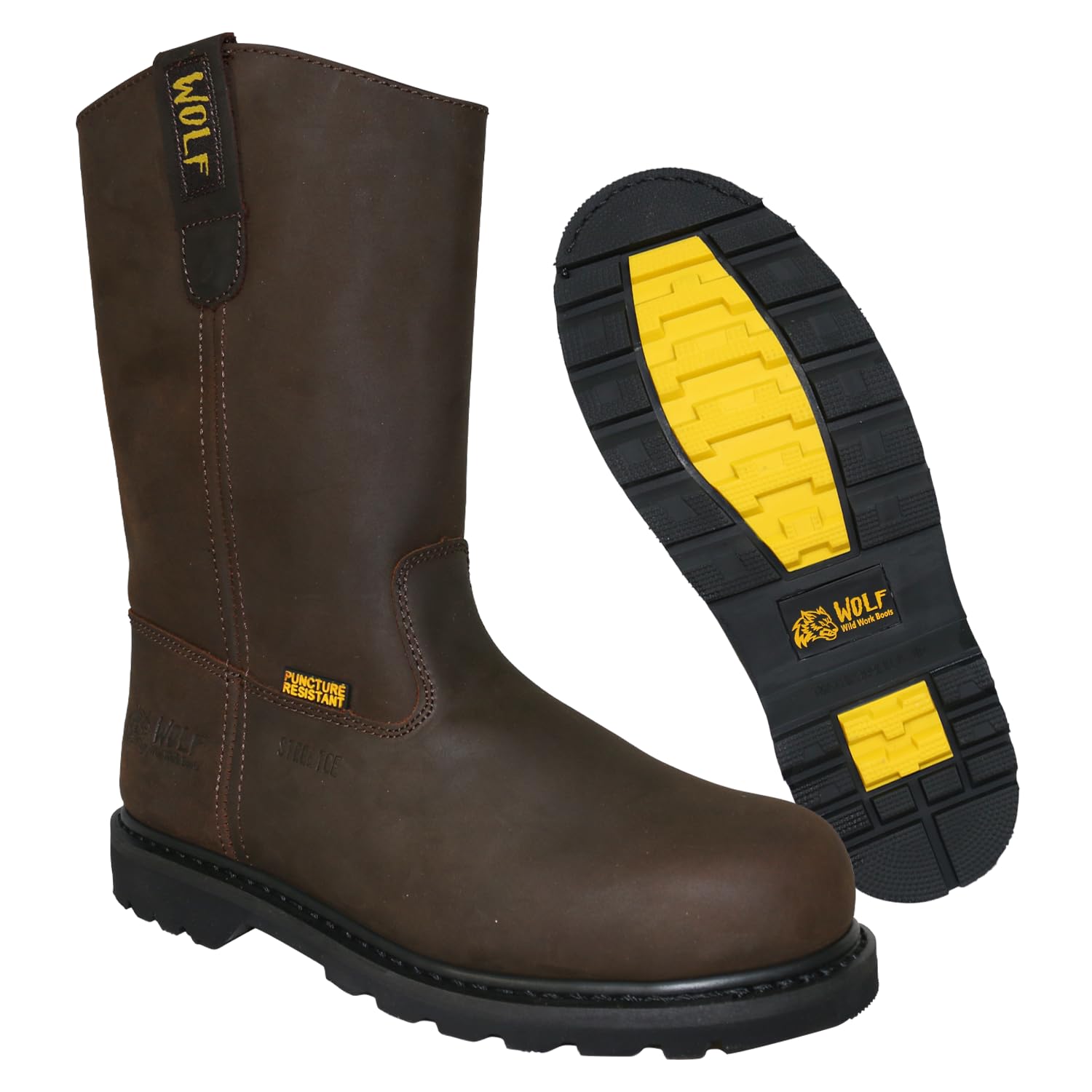 WOLF Work Boot | 100% Genuine Upper Leather | Oil, Heat, Chemical ...