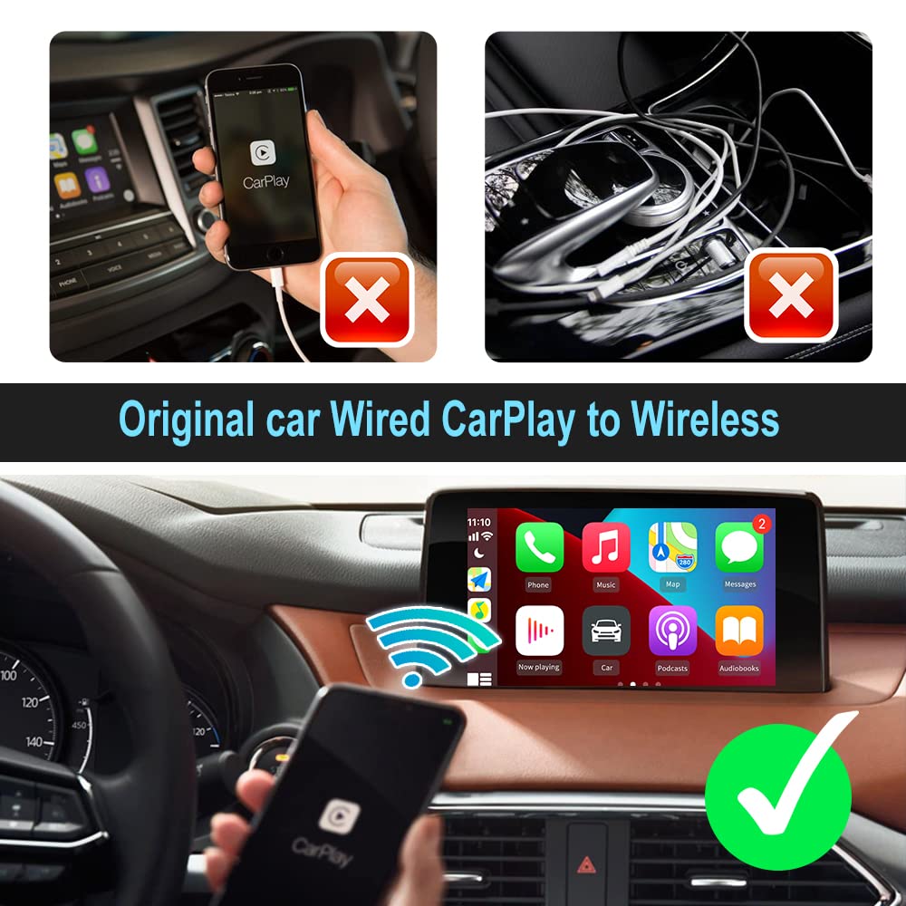 Mua Carlinkit 3.0 Wireless Apple Carplay Adapter for OEM Wired Carplay Car, Plug and Play, No ...