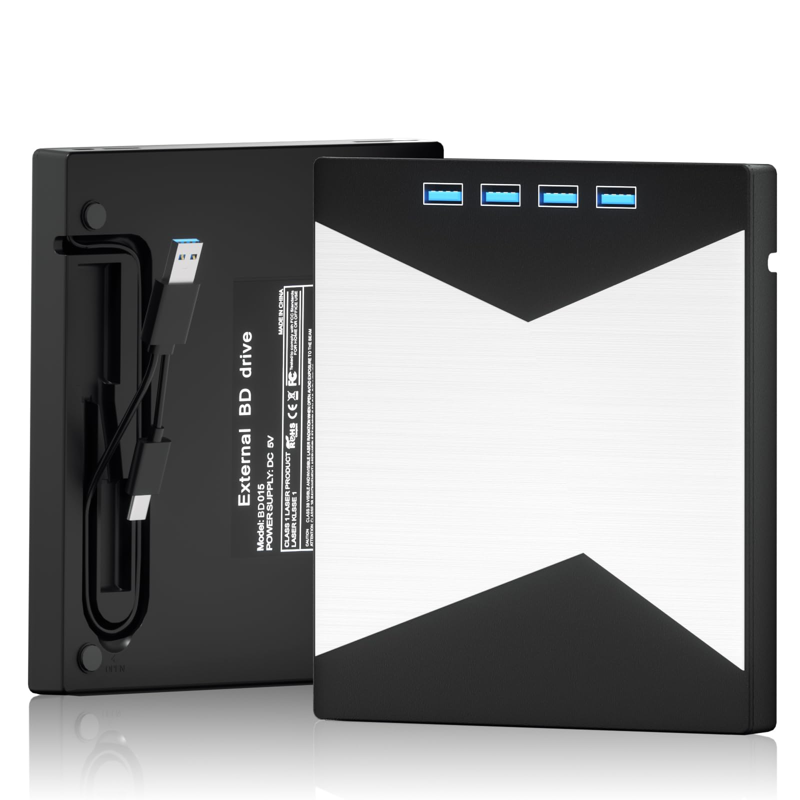 External Blu Ray Drive, 4K Portable Blu Ray Burner USB 3.0 Type-C UHD ...