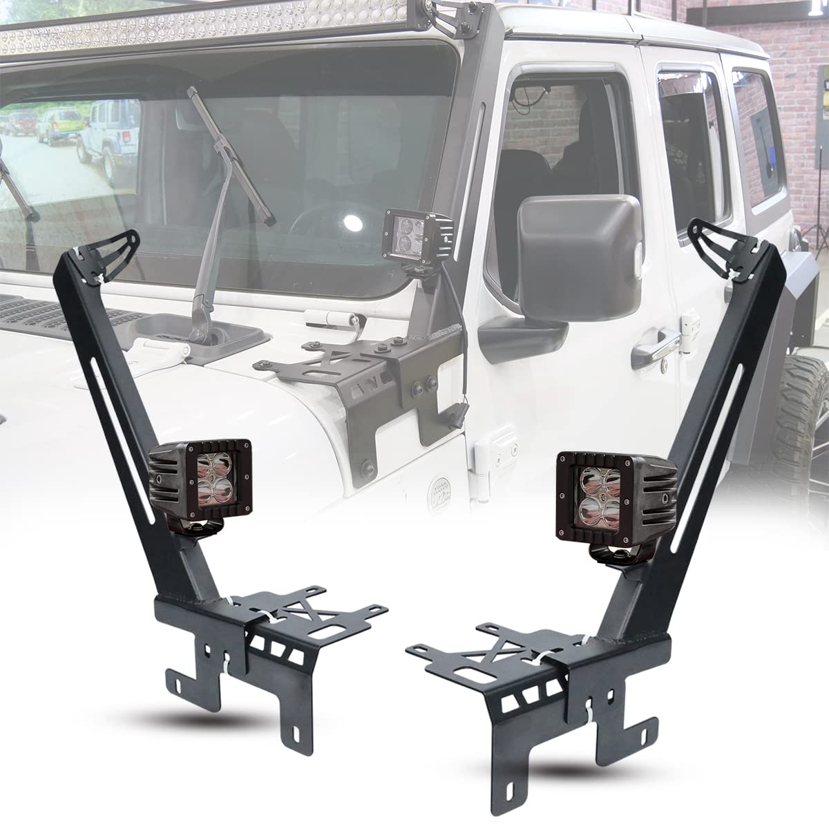 50 - 52 inch A-Pillar LED Light Bar Windshield Mount Brackets for Jeep ...