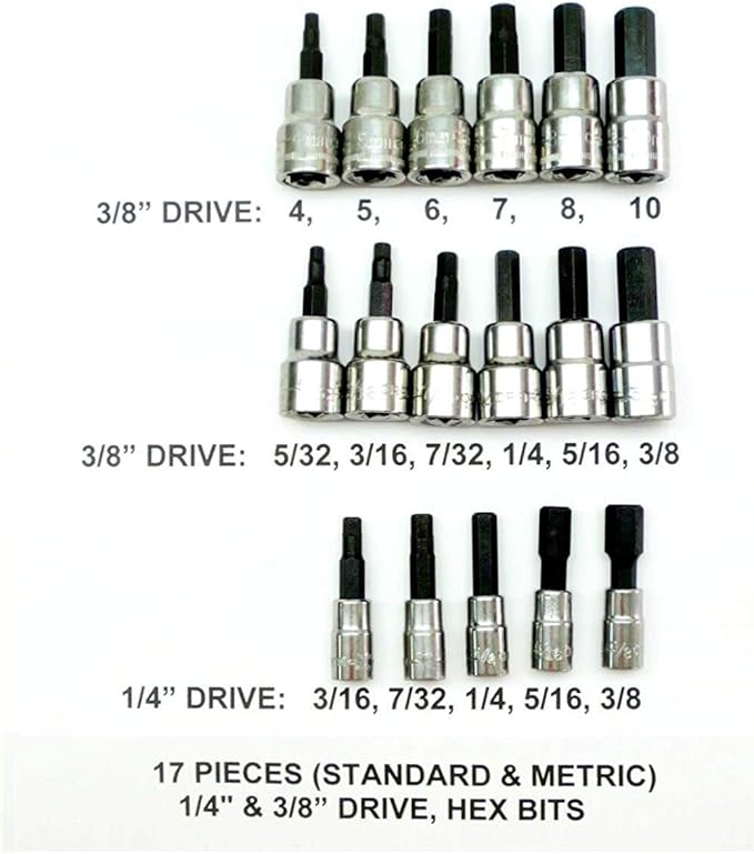 Craftsman 17 Piece Standard Sae Metric MM 3 8 And 1 4 Drive Hex Bit craftsman-17-piece-standard-sae-metric-mm-3-8-and-1-4-drive-hex-bit